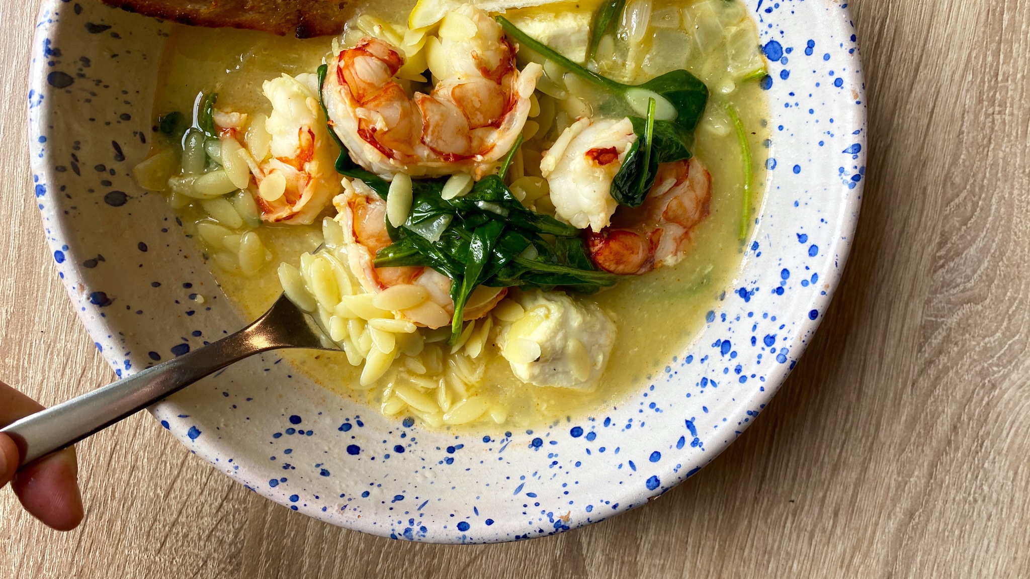 King Prawn, Cod and Orzo Lemon Stew Recipe - Fresco